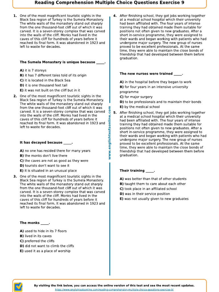 Reading MCQ 9 | PDF