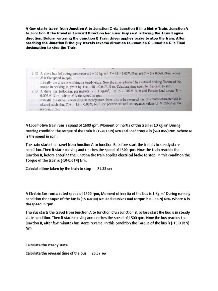 Train and Bus Torque Calculations | PDF | Science & Mathematics