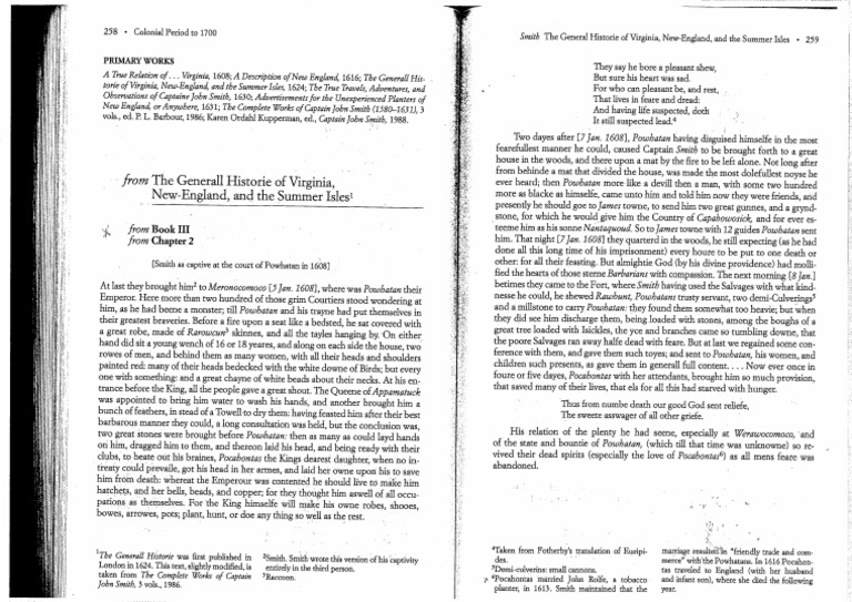 John Smith The General Historie of Virginia | PDF