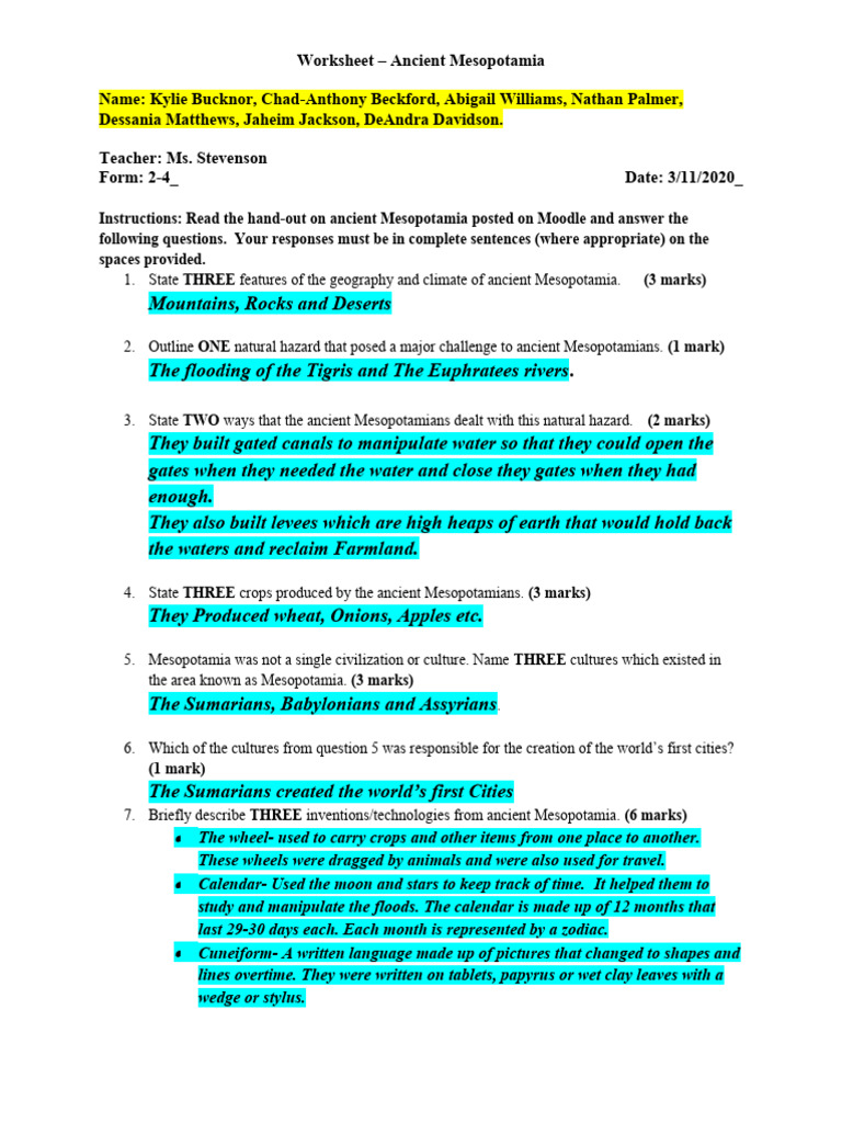 Ancient Mesopotamia Reading Assignment | PDF | Mesopotamia