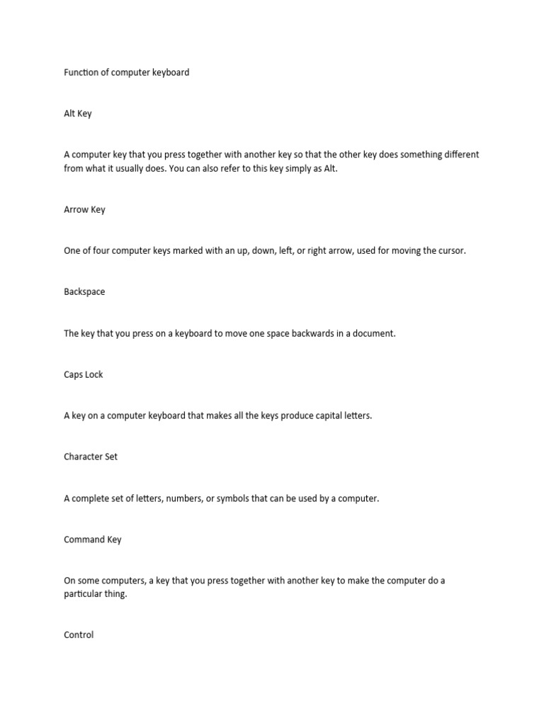 Function of Computer Keyboard | PDF | Computer Keyboard | Microsoft Word