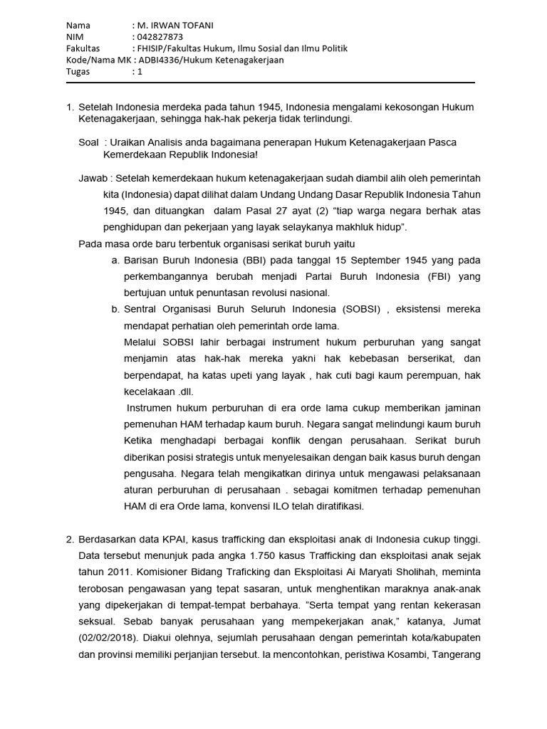 Bjs Hukum Ketenagakerjaan | PDF