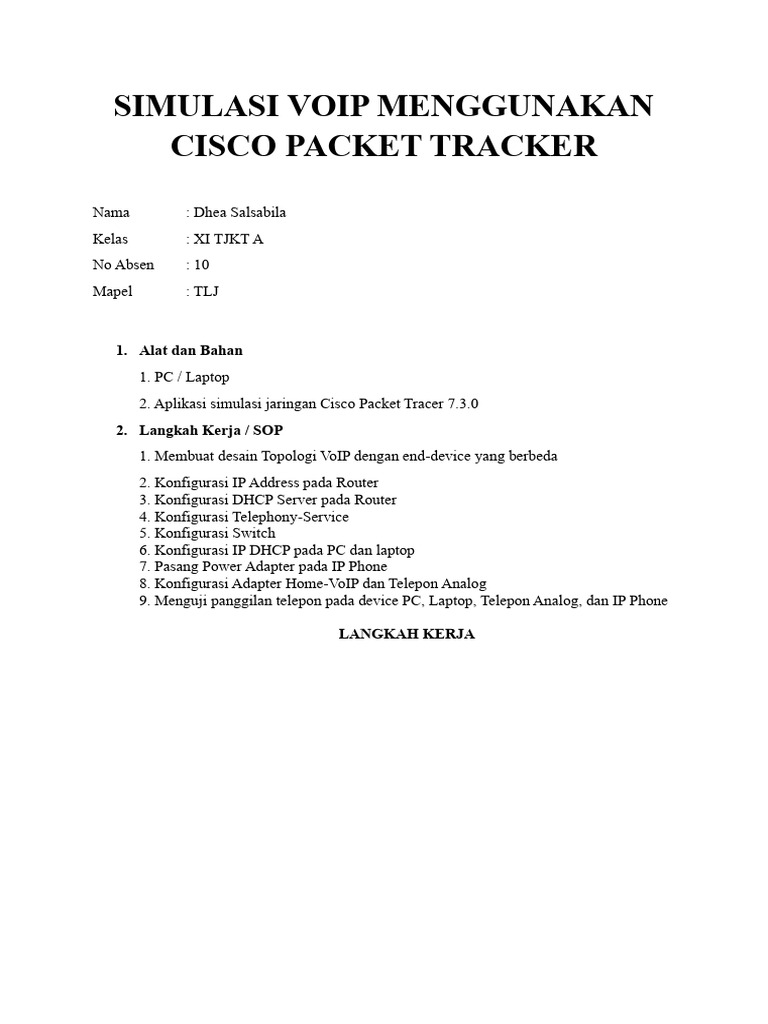 Simulasi VoIP dengan Cisco Packet Tracer | PDF