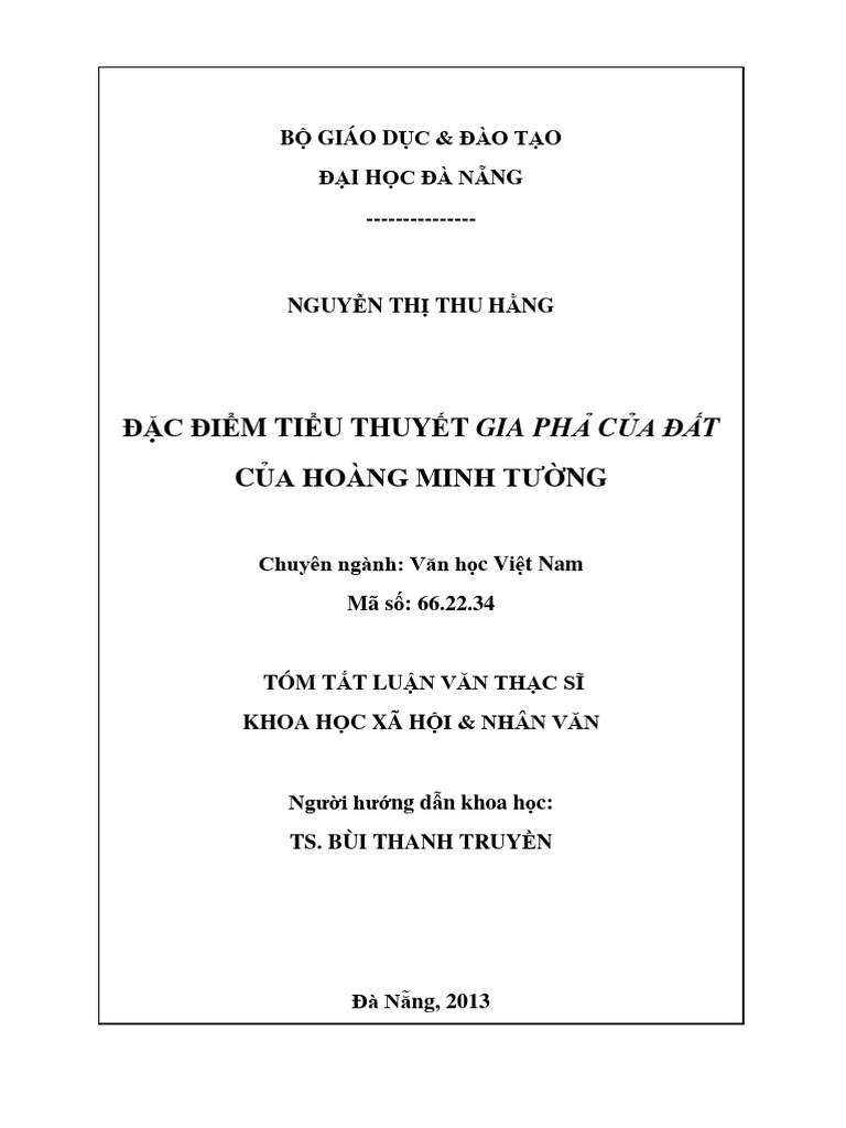 (123doc) - Dac-Diem-Tieu-Thuyet-Gia-Pha-Cua-Dat-Cua-Hoang-Minh-Tuong | PDF