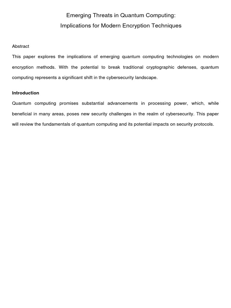 Quantum Computing and Cybersecurity Research | PDF