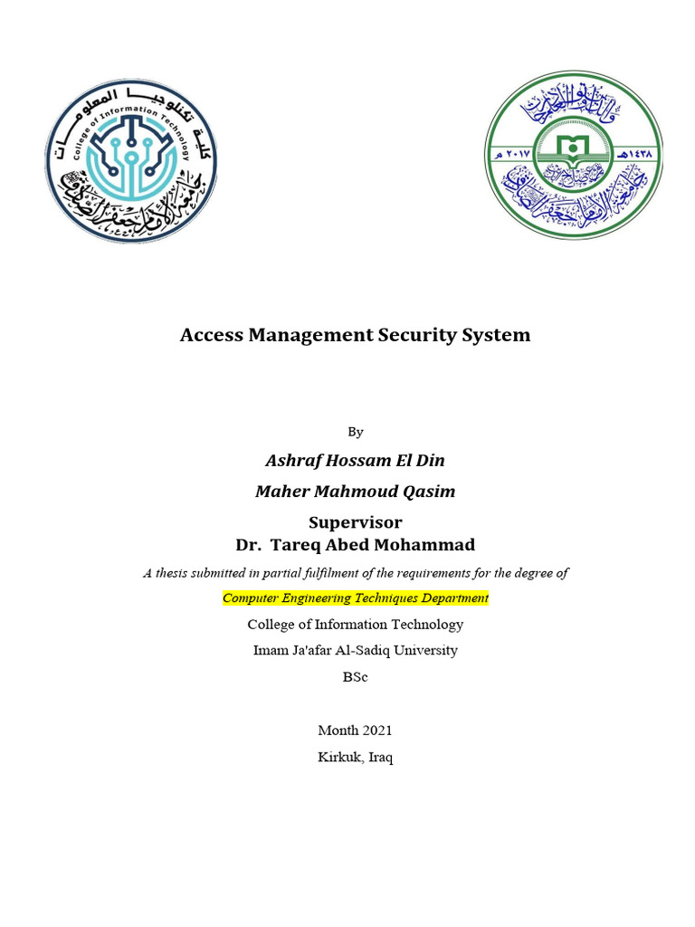 Access Management Security System: Ashraf Hossam El Din Maher Mahmoud Qasim | PDF | Arduino ...