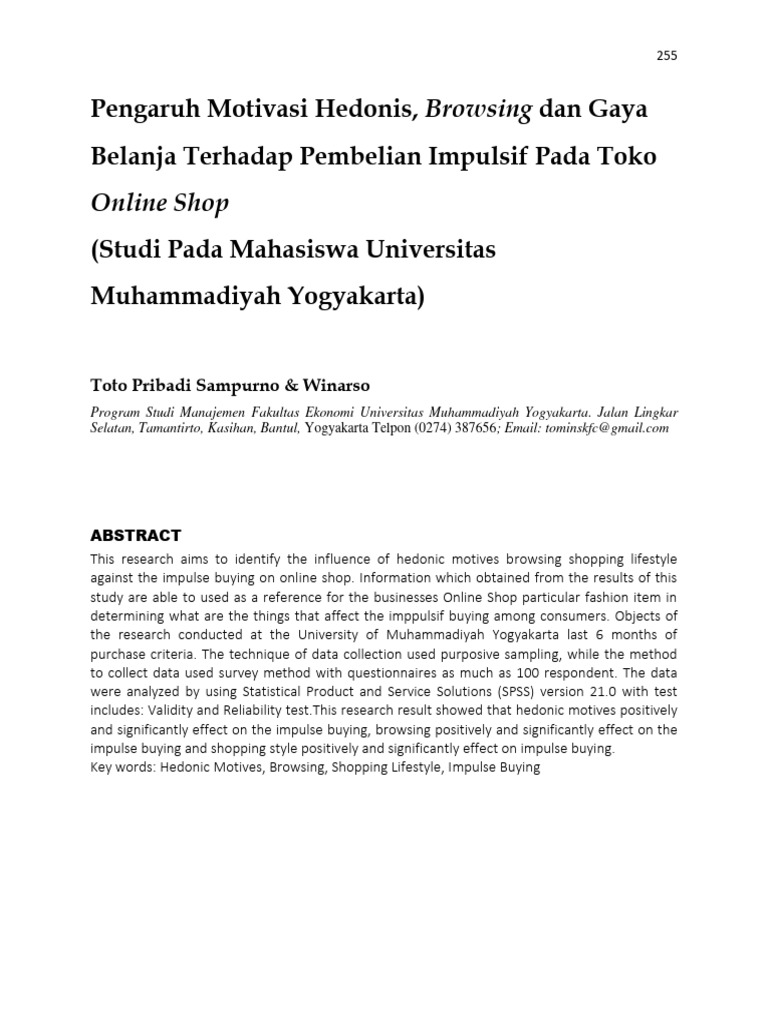 Pengaruh Hedonis dan Browsing pada Pembelian Impulsif | PDF | Karier ...