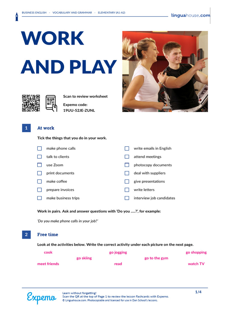 Business English: Work and Play A1-A2 | PDF | Adverb | Linguistics