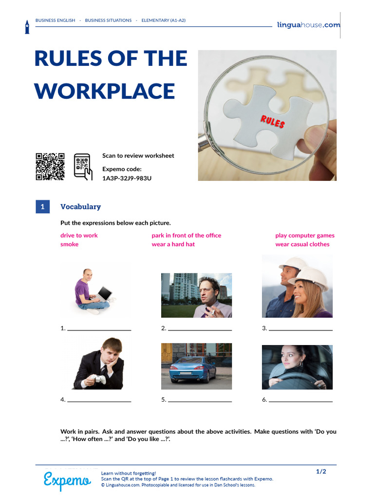 Rules of The Workplace British English Teacher | PDF
