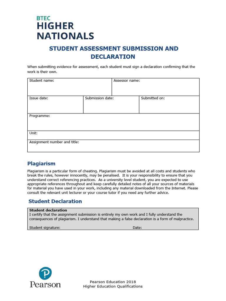 Student Assessment Submission and Declaration PDF | PDF