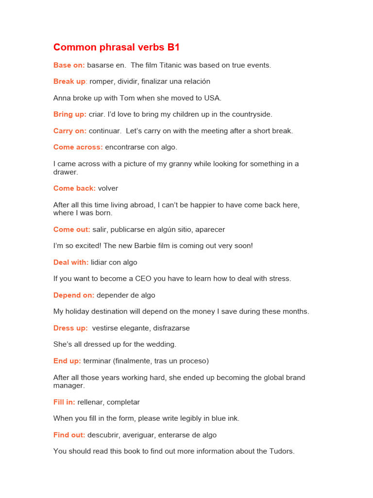 Common Phrasal Verbs B1 | PDF