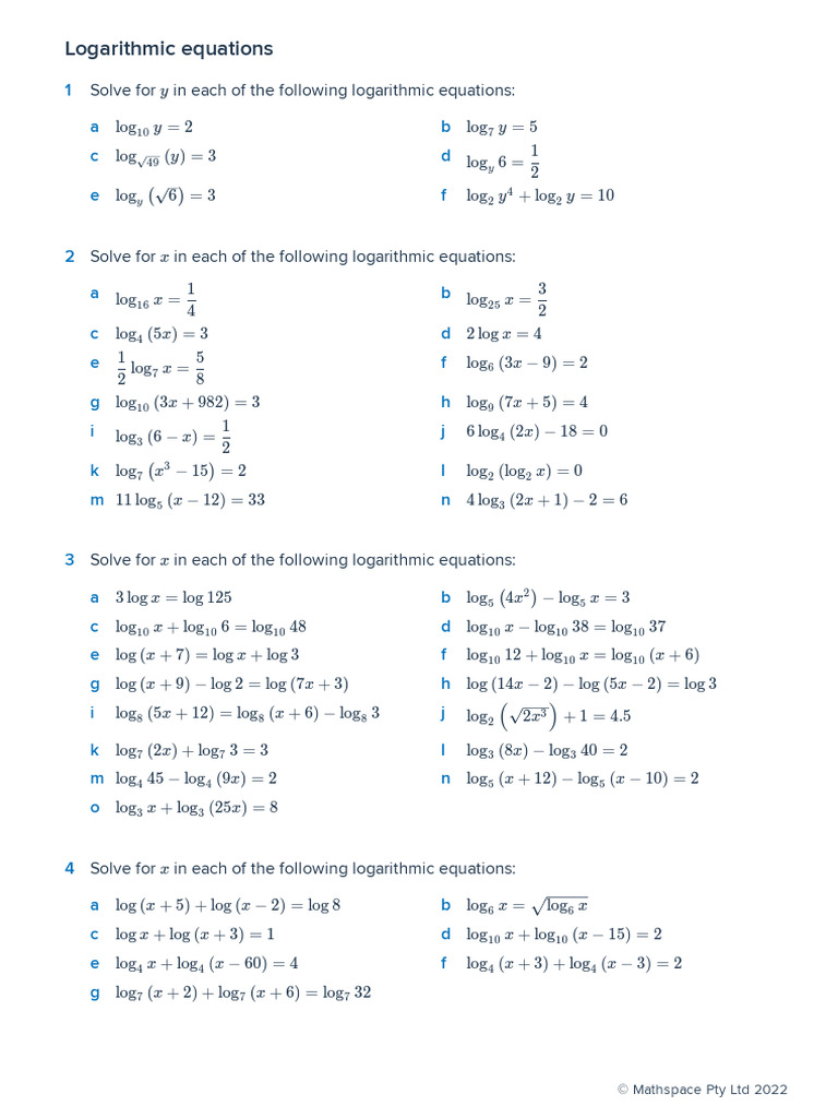 3.07 Logarithmic Equations - Worksheet | PDF | Logarithm | Mathematical ...