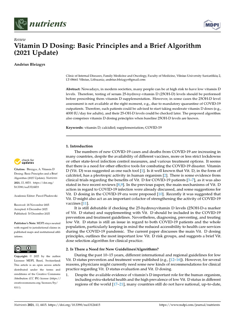 3. 2021 Vitamin D Dosing Guidelines (1) | PDF | Vitamin D | Dose ...