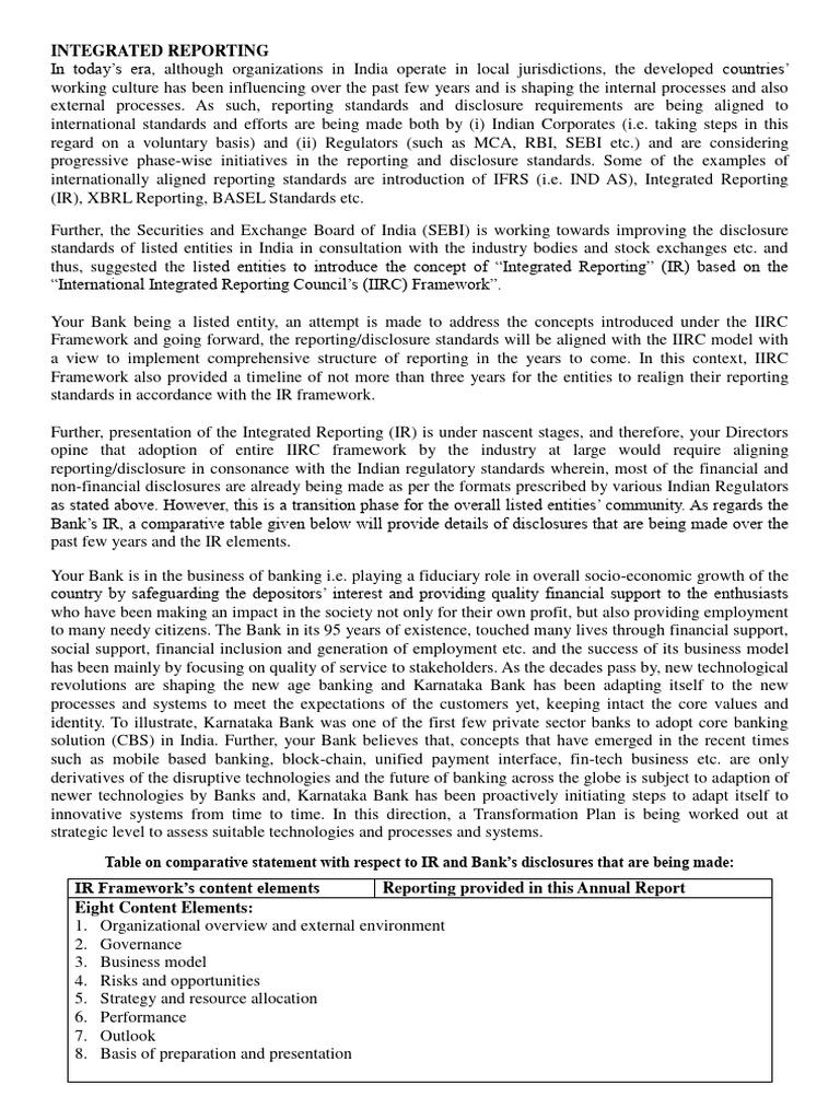 Integrated Reporting | PDF | Banks | Financial Capital