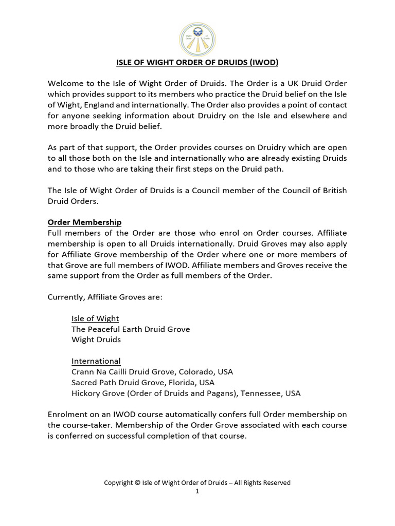 02-Wight Order of Druids | PDF | Druid