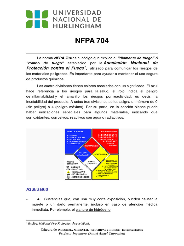 Nfpa 704 | PDF | Sustancias químicas | Química