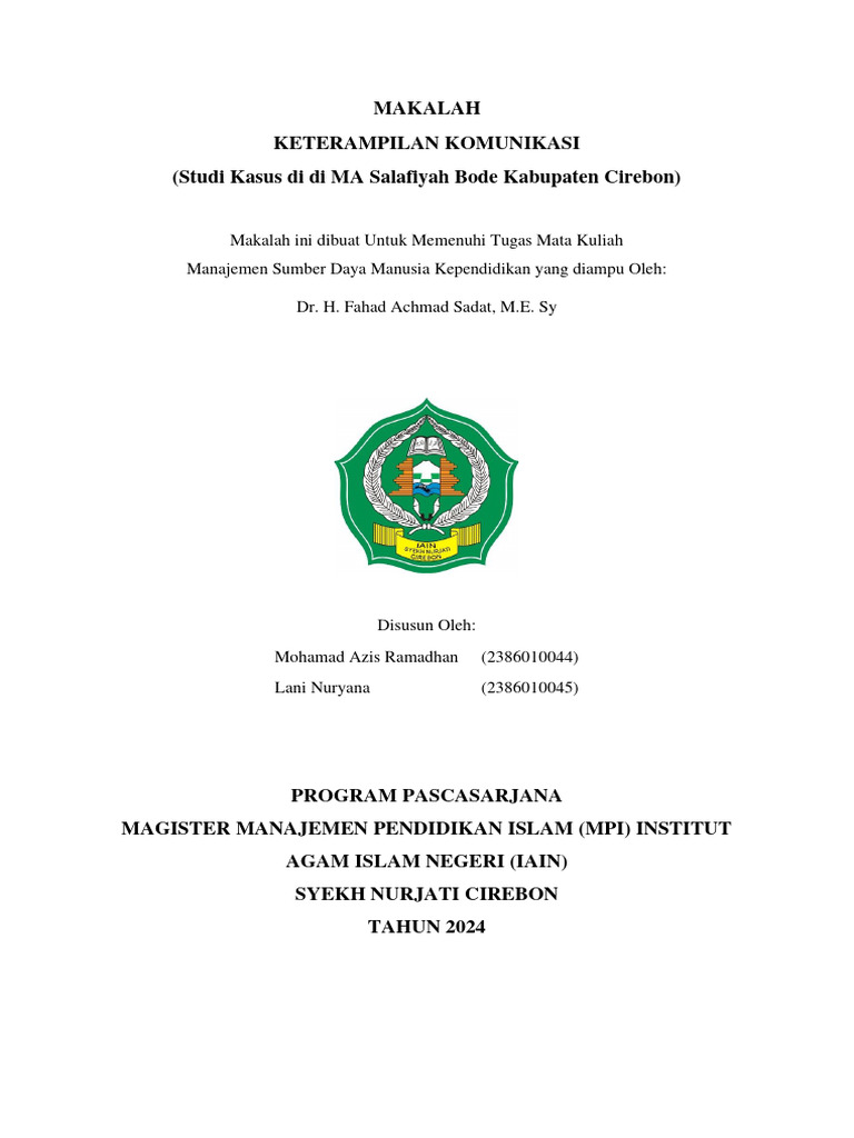 MSDM Keterampilan Komunikasi - Final | PDF