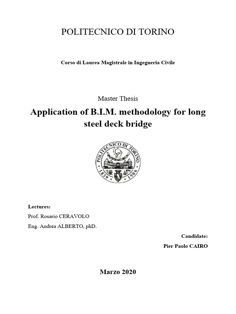 Master Thesis-Application of B.I.M. methodology for long steel deck bridge | PDF | Bending ...