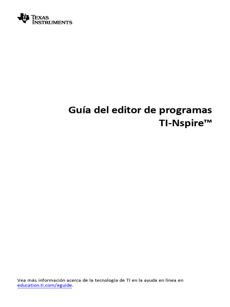 TI-Nspire Program Editor Guidebook ES | PDF | Programa de computadora | Programación