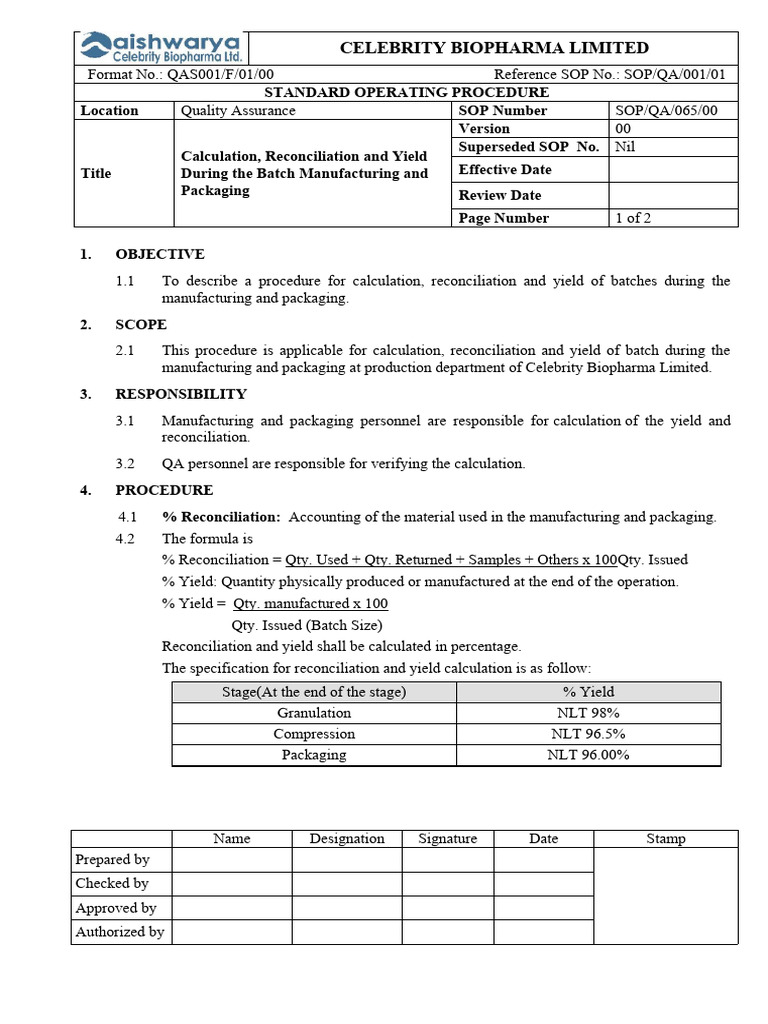 SOP-QA-066 | PDF | Quality Assurance | Packaging And Labeling