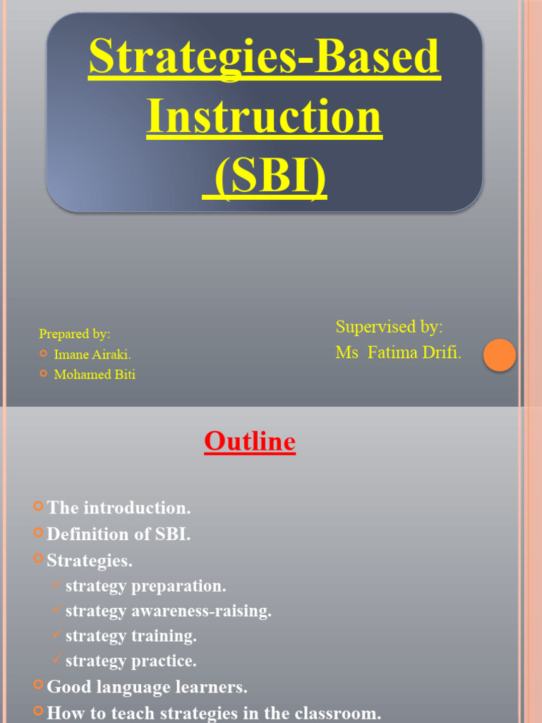 Strategies-Based Instruction (SBI) | PDF | Learning | Learning Styles