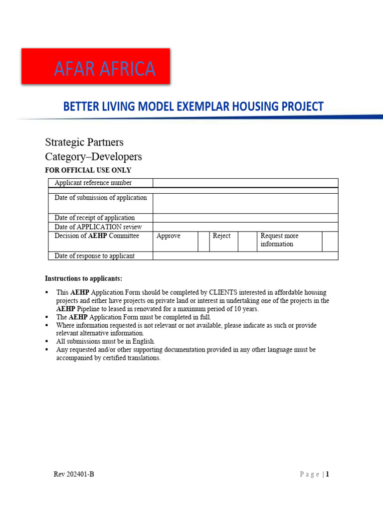 Affordable Housing Project Application Guide | PDF | Banks | Economies