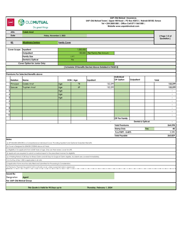 Afyaimara Quotation Tool 2022 With CI | PDF | Health Care | Social Programs