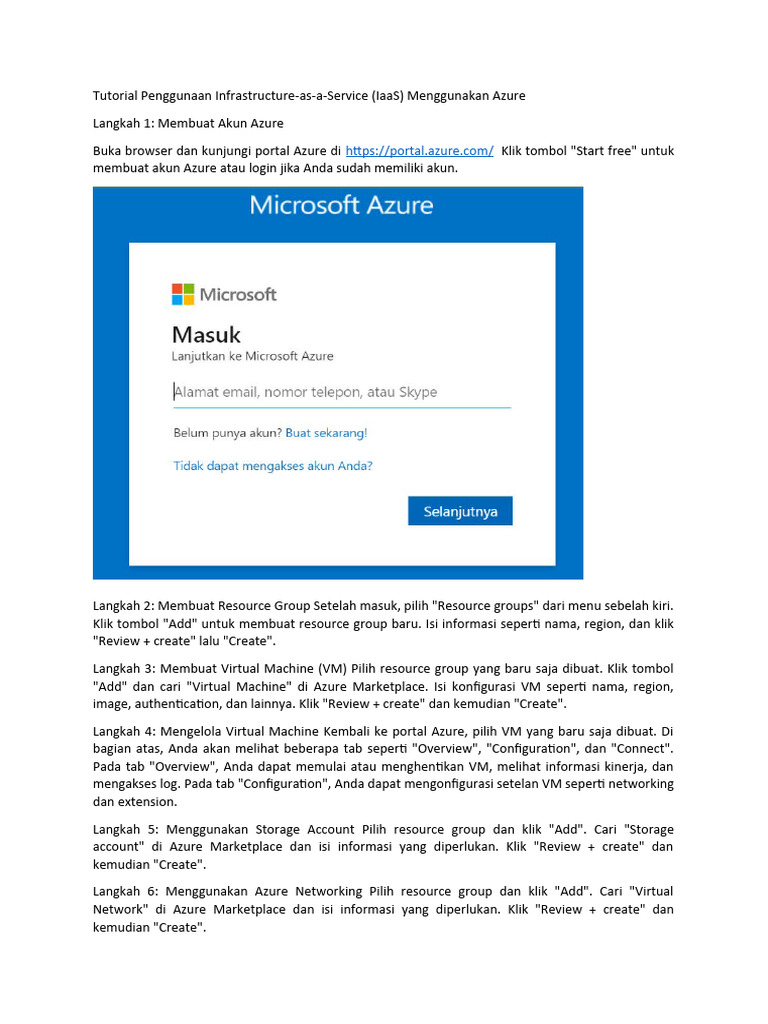 Tutorial Penggunaan Infrastructure-as-a-Service (IaaS) Menggunakan Azure | PDF