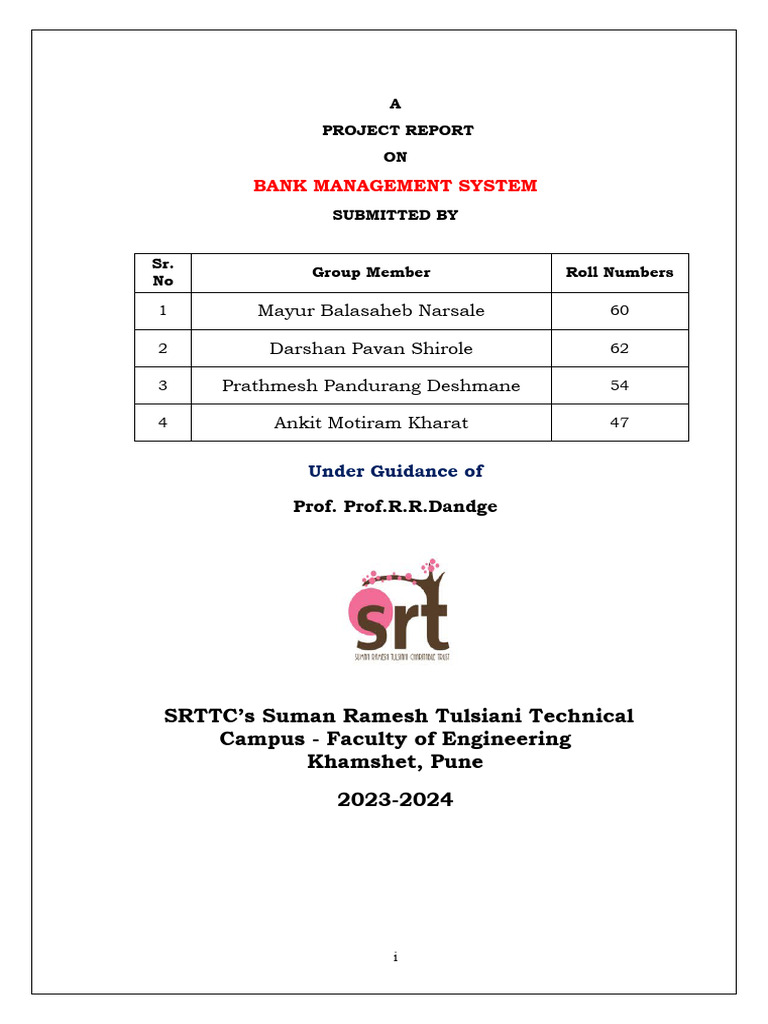 Bank Management System Report | PDF | Online Banking | Banks & Banking