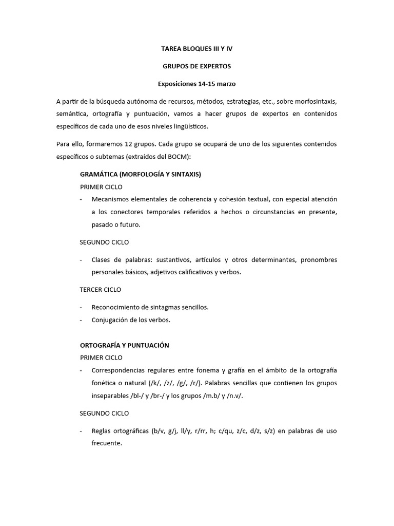 Tarea - Bloques III y IV | PDF | Palabra | Ortografía