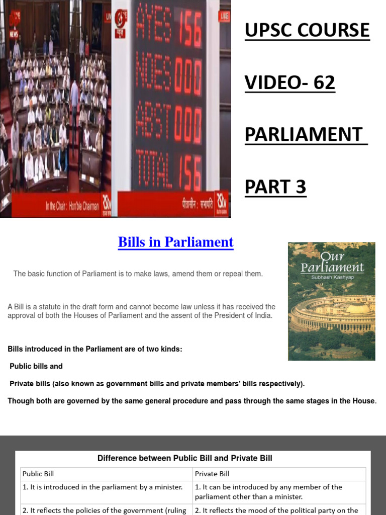 Types of Bills in Indian Parliament | PDF | Bill (Law) | Supermajority