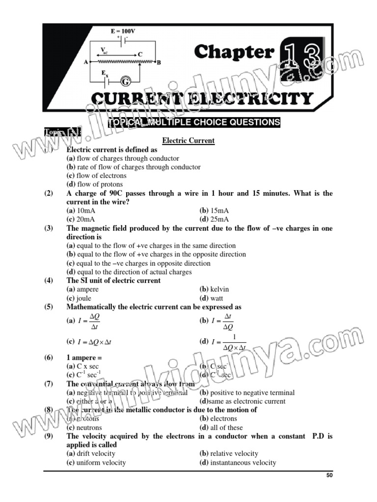 Current Electricity Short Questions | PDF | Electric Current ...