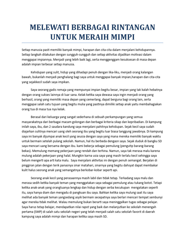 Meraih Mimpi Melalui Rintangan | PDF