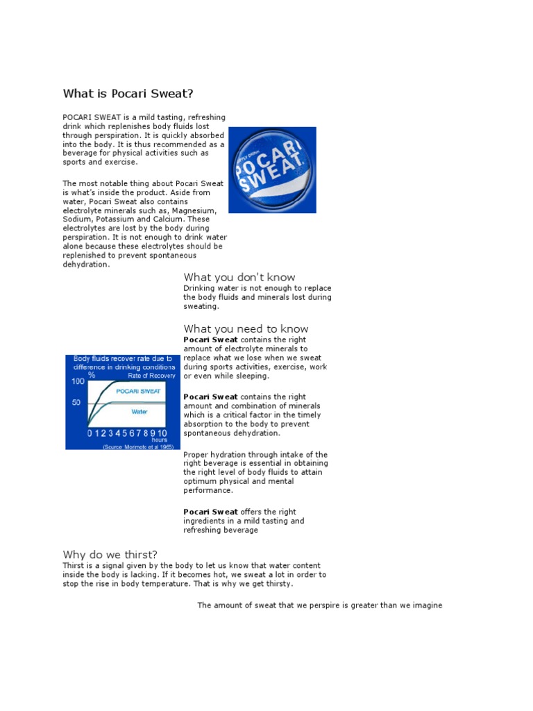 Benefits and Ingredients of Pocari Sweat | PDF | Cooking, Food & Wine ...