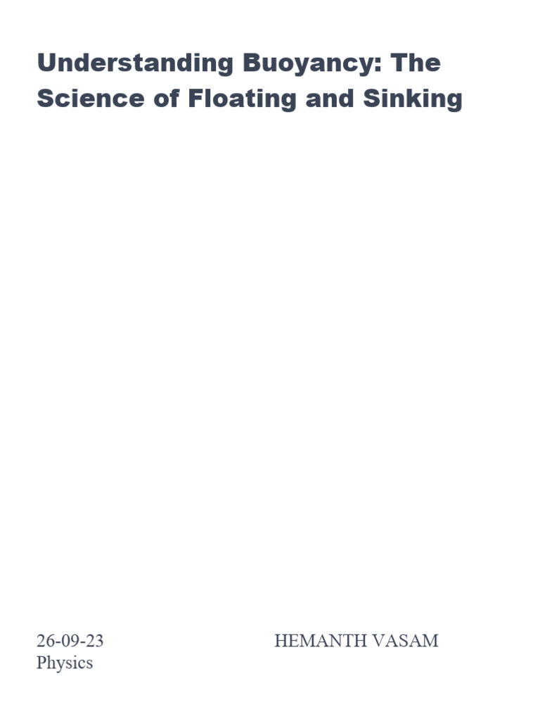 Understanding Buoyancy | PDF | Buoyancy | Density