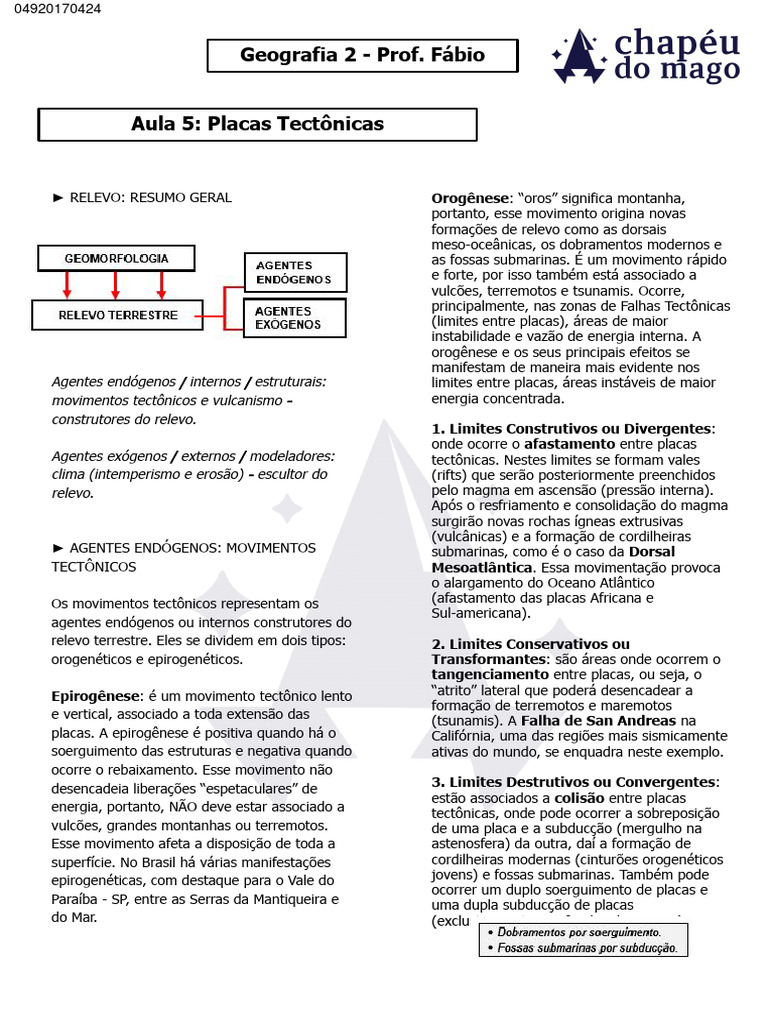 Aula 5_ Placas Tect%C3%B4nicas .Pptx.pdf | PDF | Terremotos | Terreno