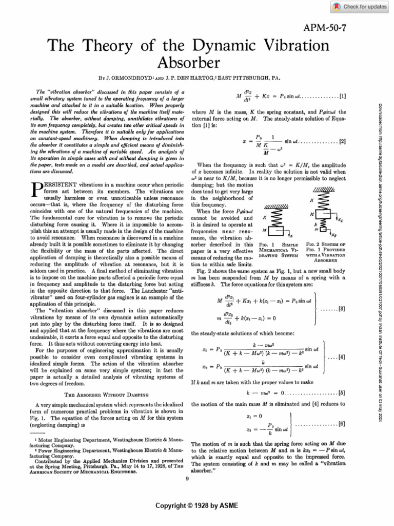 The Theory of The Dynamic Vibration | PDF | Resonance | Damping