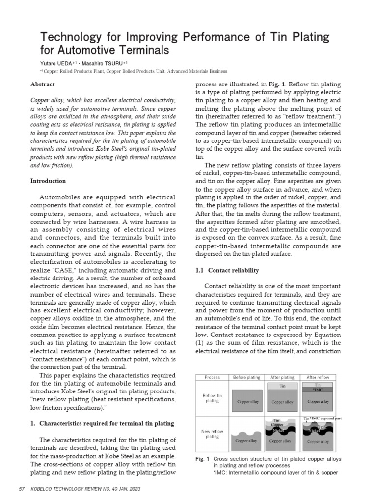 Technology For Improving Performance of Tin Plating For Automotive ...