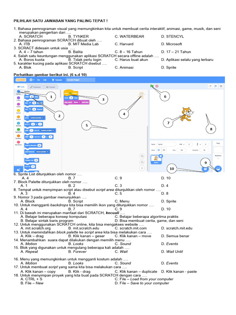 Soal Pilihan Ganda tentang Scratch | PDF