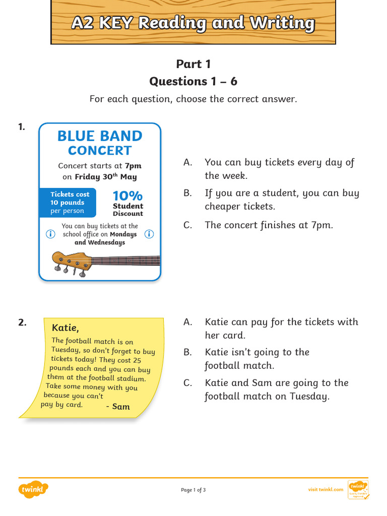 Reading and Writing Part 1 Practice Events | PDF