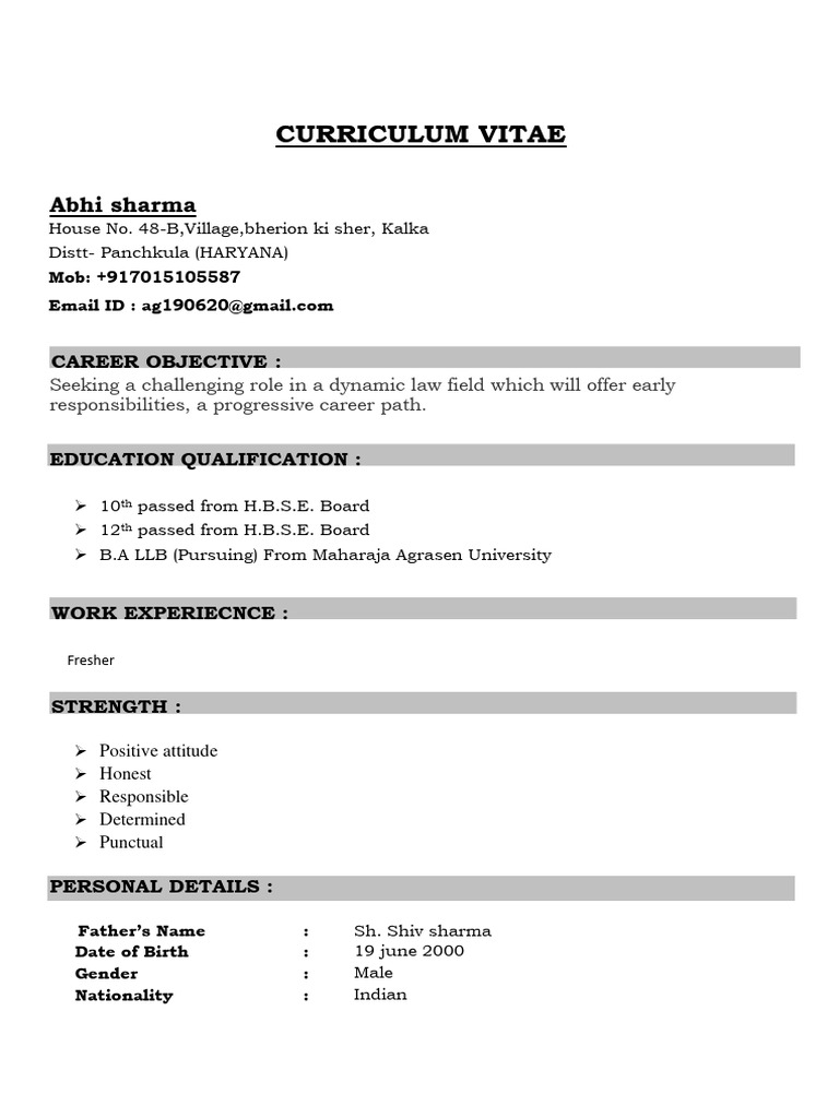Curriculum Vitae: Abhi Sharma | PDF | Wellness