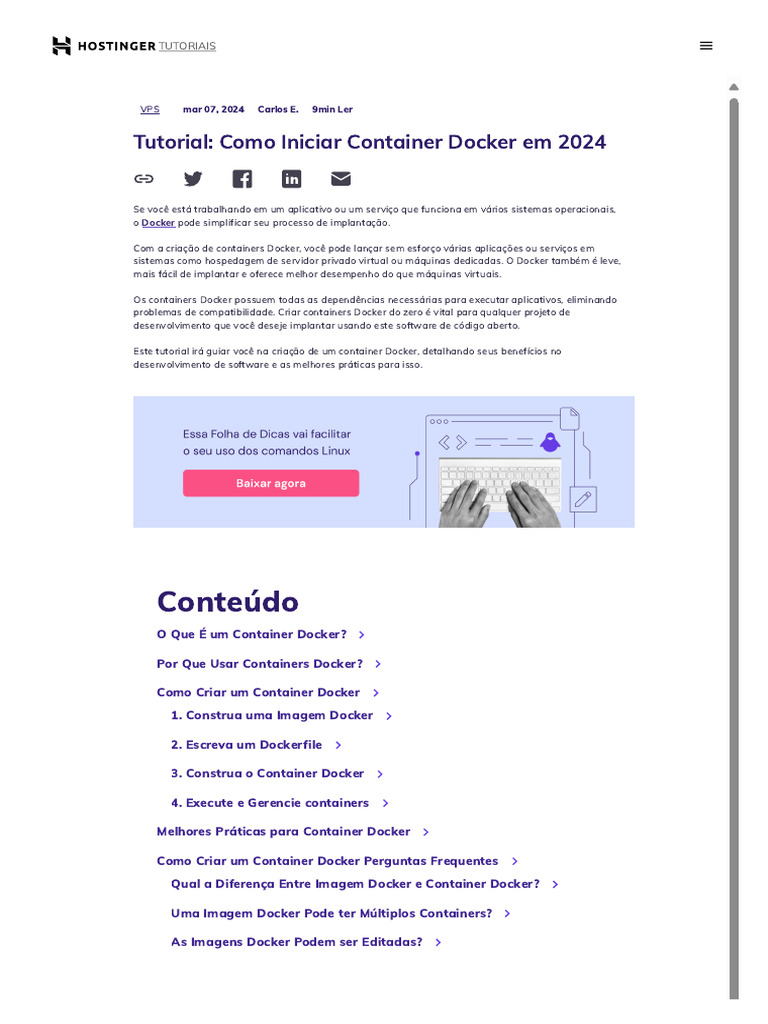 Tutorial - Como Iniciar Container Docker em 2024 | PDF | Programas ...
