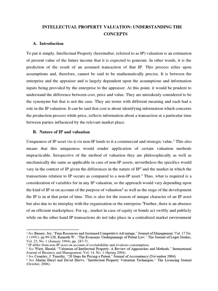 IP Valuation | PDF | Valuation (Finance) | Intellectual Property
