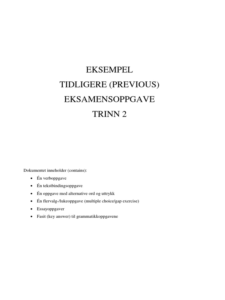 Trinn 2-Eksempel Eksamen | PDF