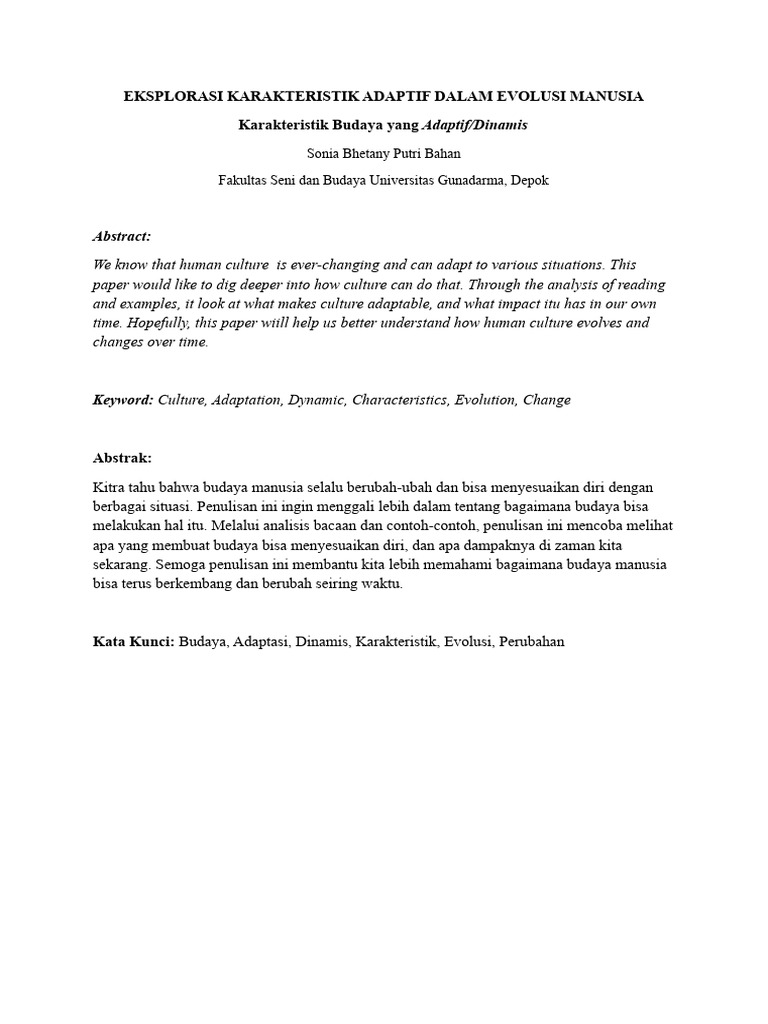 Paper Karakteristik Budaya | PDF | Ilmu Sosial | Agama & Spiritualitas