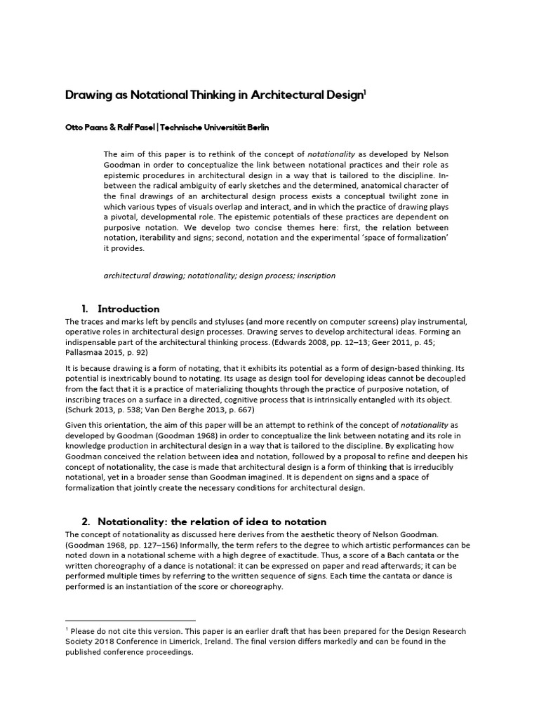 Drawing as Notational Thinking in Archit | PDF | Ambiguity | Thought
