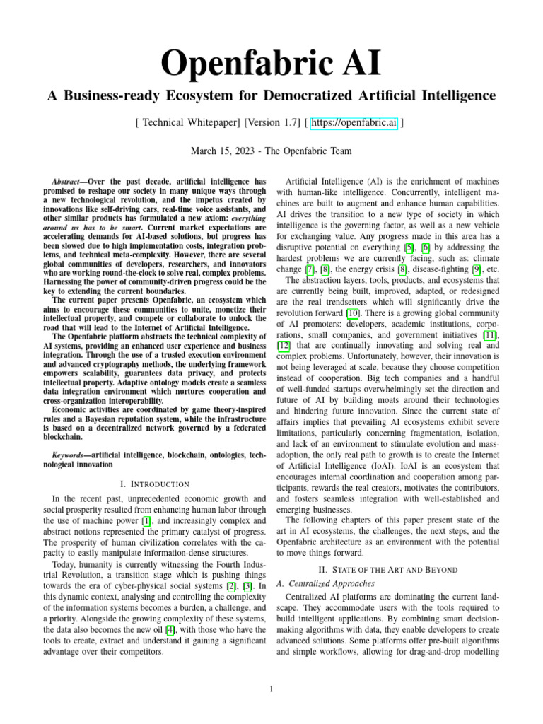 openfabric-whitepaper | PDF | Artificial Intelligence | Intelligence (AI) & Semantics