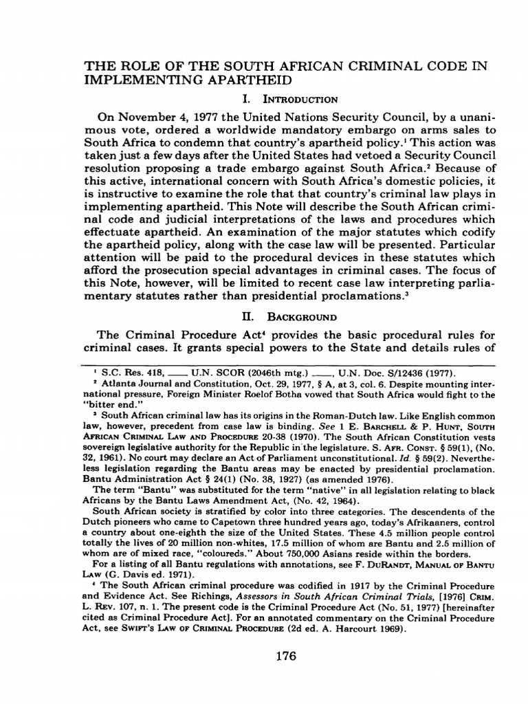 South African Criminal Code and Apartheid | PDF | Burden Of Proof (Law ...
