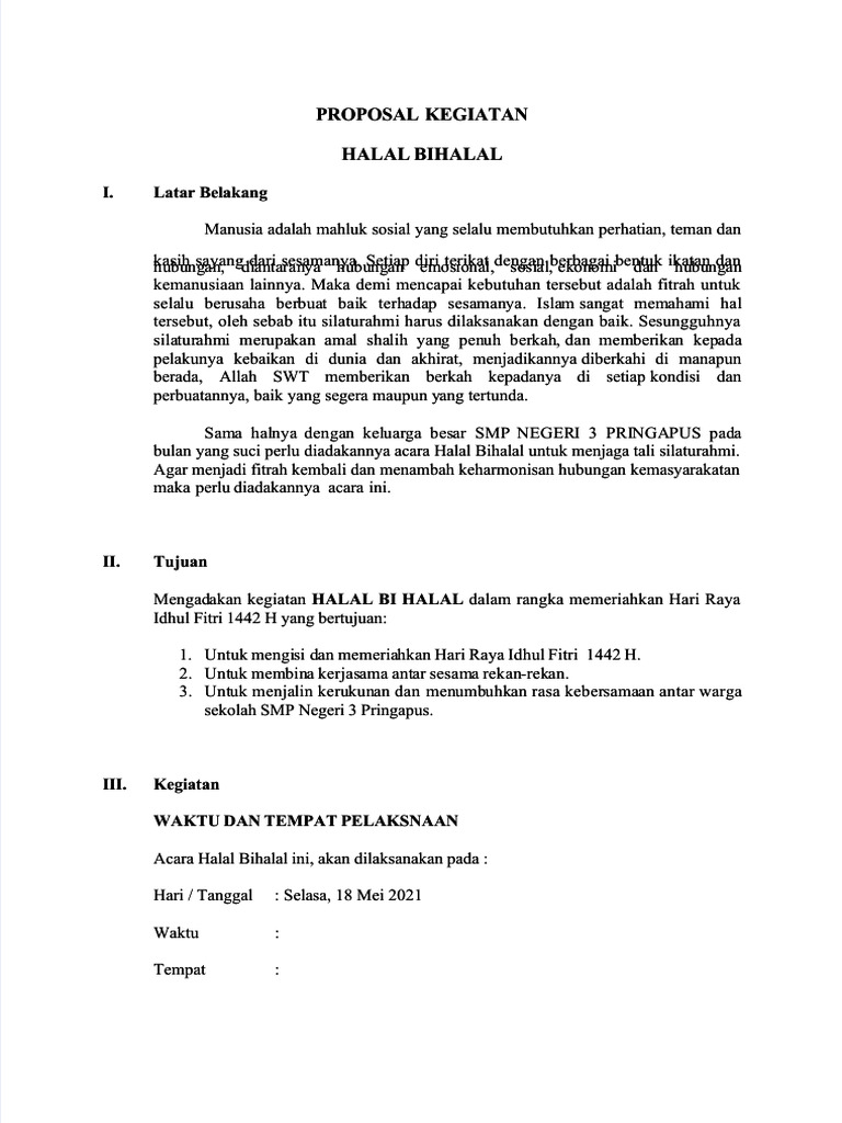 Proposal for JCO Halal Bihalal Event | PDF