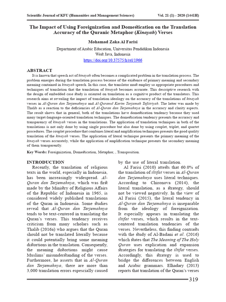 The Impact of Using Foreignization and Domestication On The Translation ...